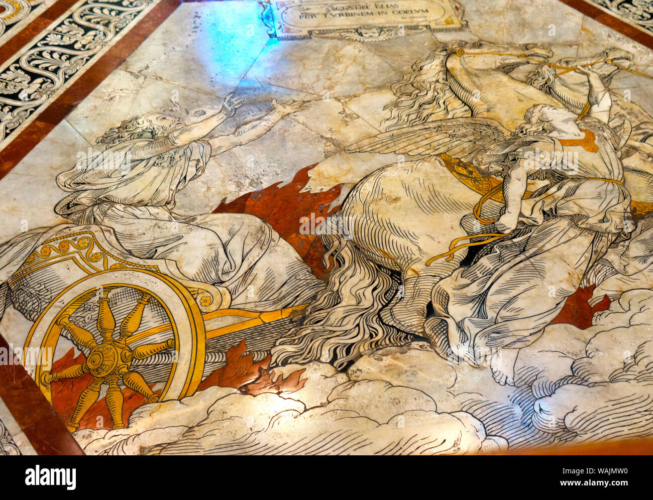 Ezekiel Chariot, mosaic on marble floor, Nave Cathedral, Siena, Italy ...