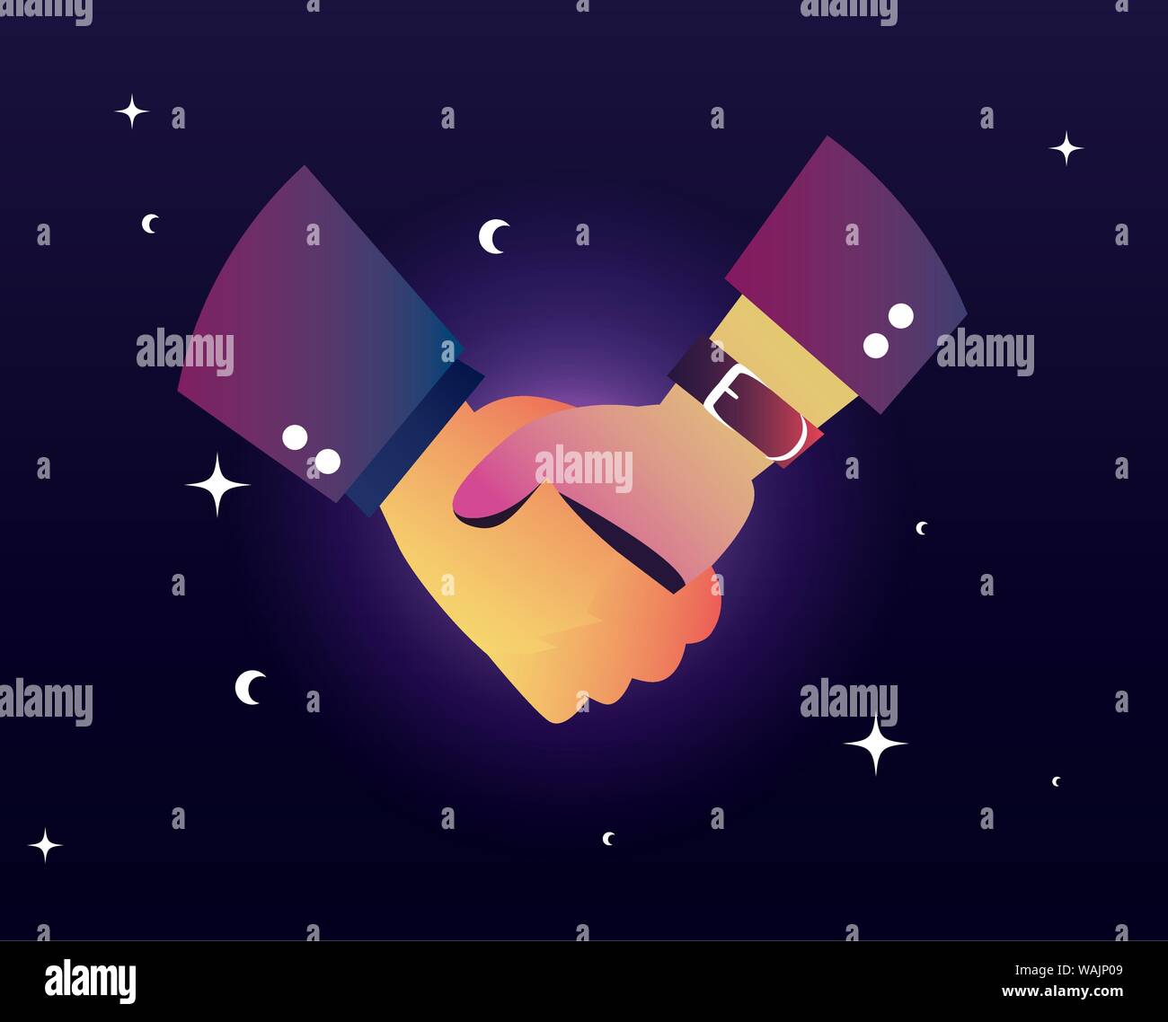 business handshake dark background flat design vector illustration ...
