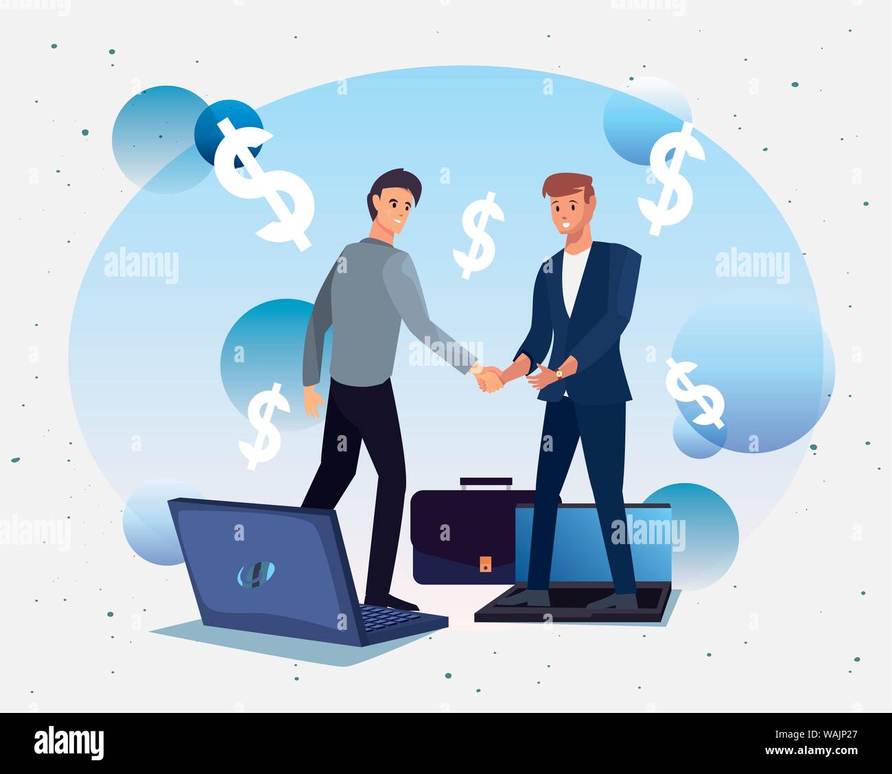 businesspeople handshake agreement meeting flat design vector ...