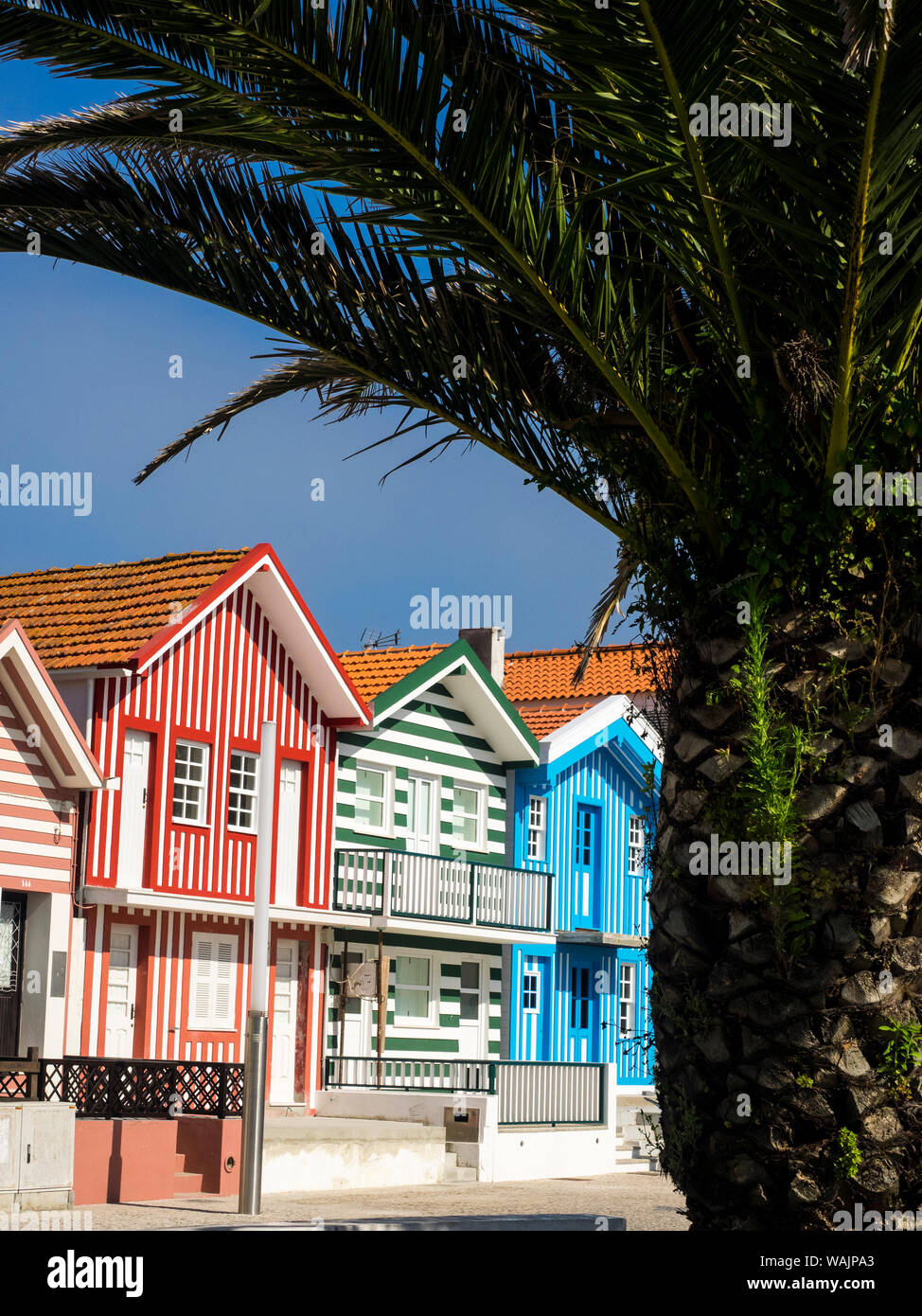 Portugal, Costa Nova. Colorful Houses Palheiros Stock Photo - Alamy