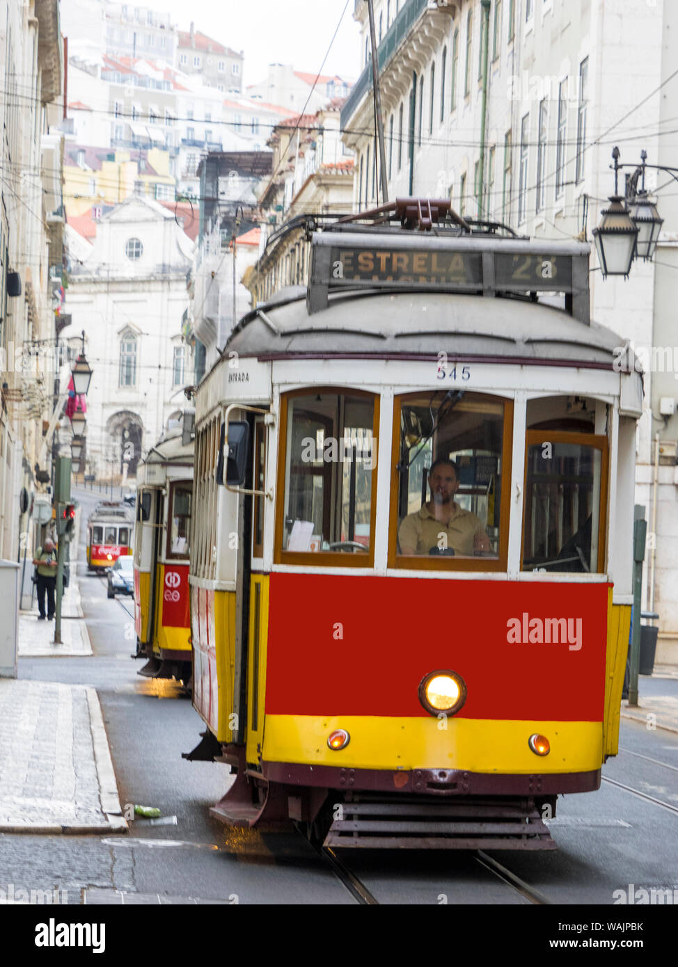 Portugal, Lisbon. View of red tramway Stock Photo - Alamy