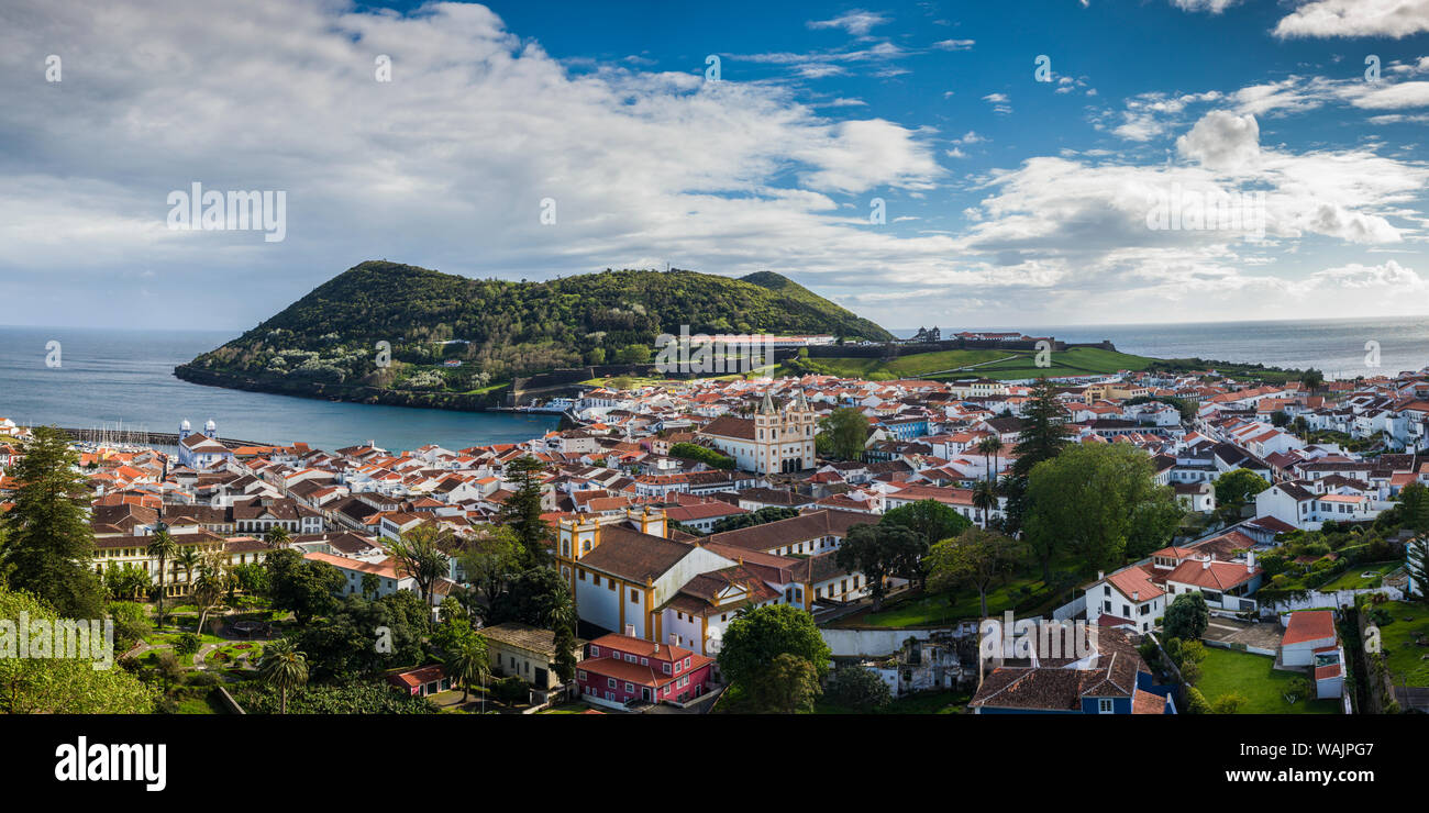 Portugal, Azores, Terceira Island. Angra do Heroismo from Alto da ...