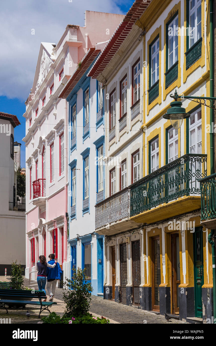 Portugal, Azores, Terceira Island, Angra do Heroismo. Building detail ...