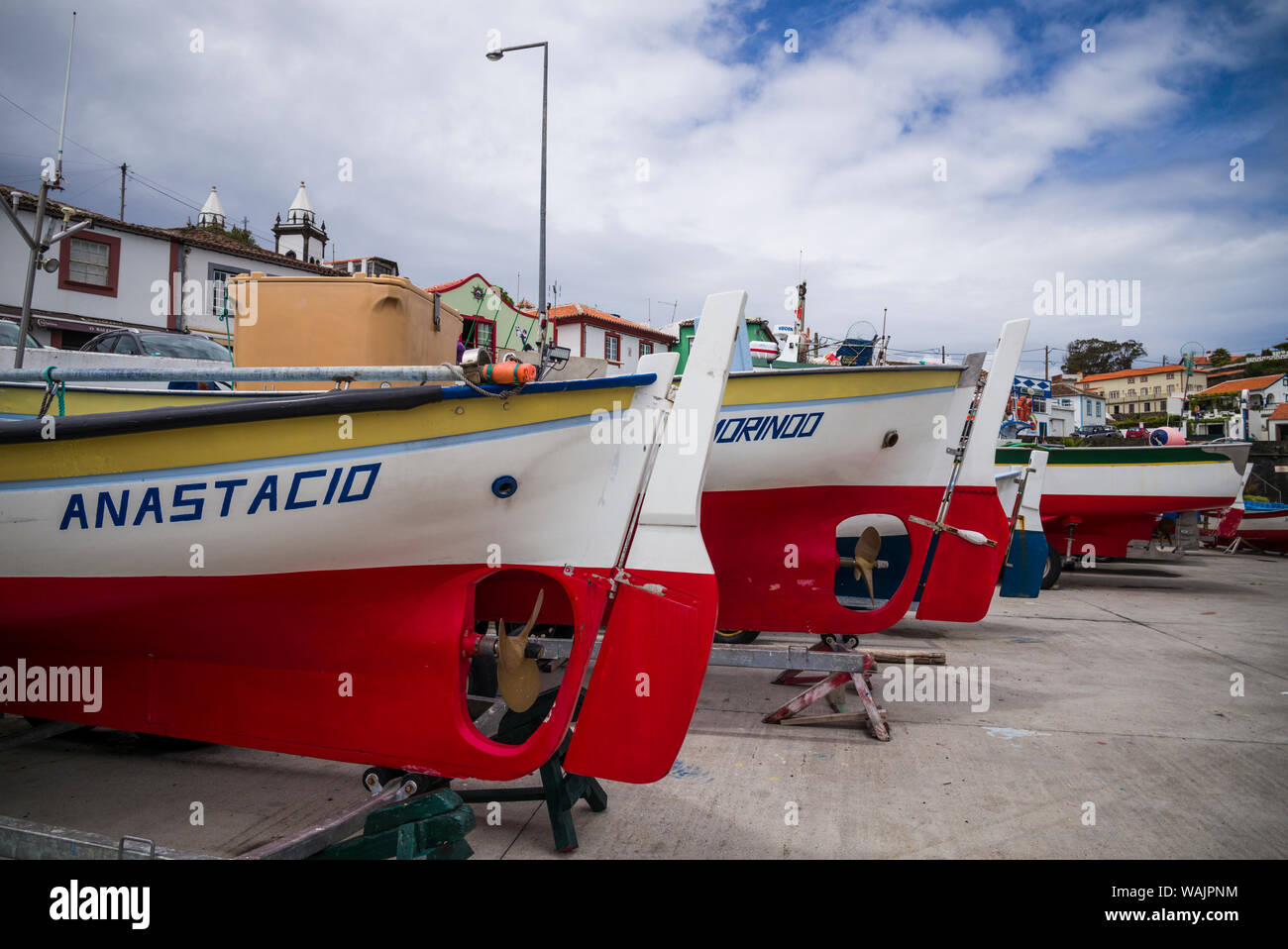 Portugal, Azores, Terceira Island, Sao Mateus da Calheta. Fishing boats ...