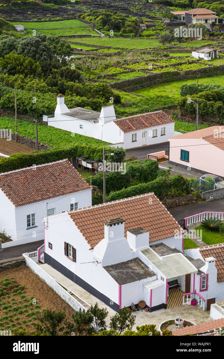 Portugal, Azores, Terceira Island, Biscoitos. Town and volcanic ...
