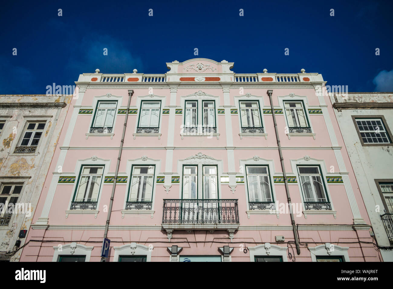 Portugal, Azores, Faial Island, Horta. Waterfront buildings Stock Photo ...