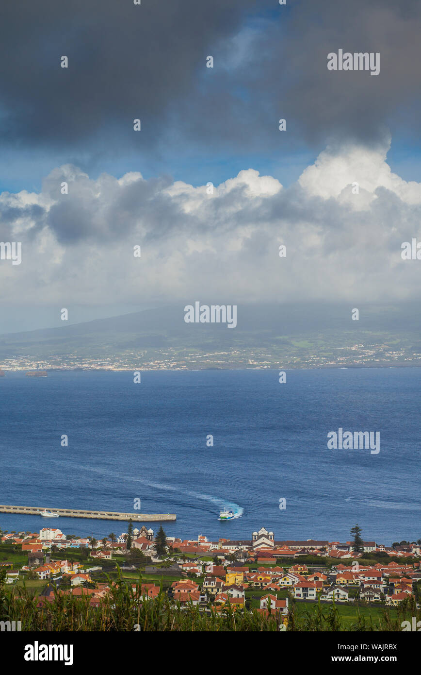 Elevated town view with pico volcano from monte carneiro hi-res stock ...