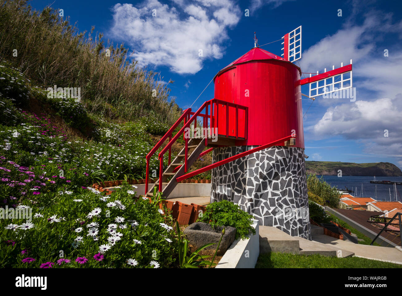 Portugal, Azores, Faial Island, Horta. Small traditional windmill Stock ...