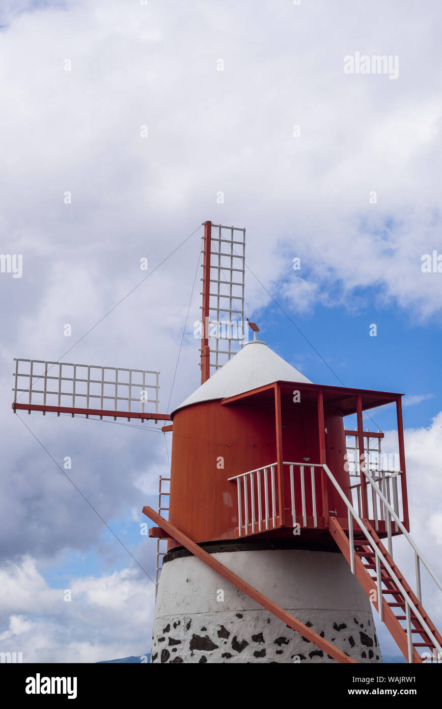 Portugal, Azores, Pico Island, Madalena. Traditional windmill Stock ...