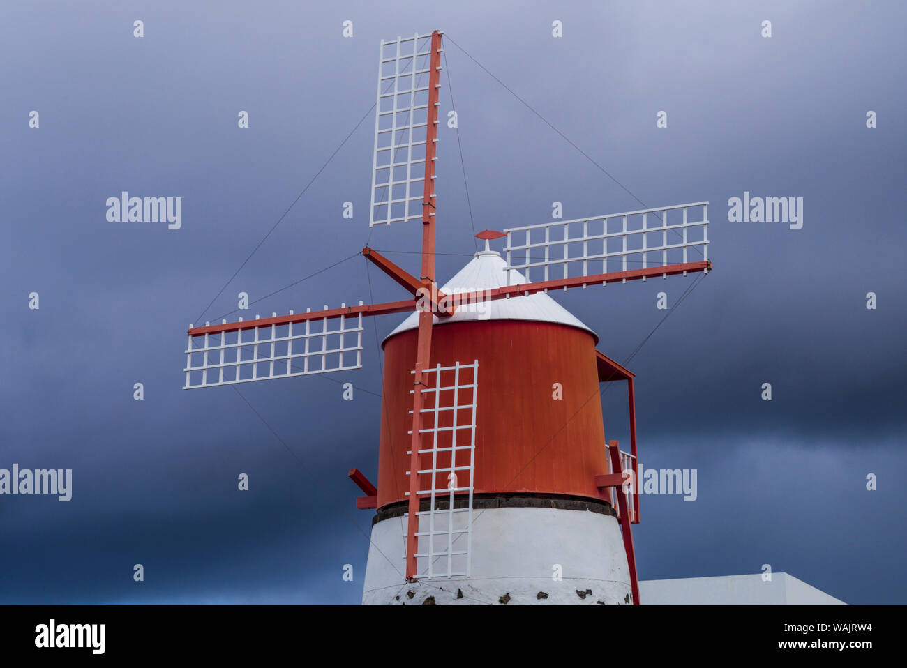 Portugal, Azores, Pico Island, Madalena. Traditional windmill Stock ...