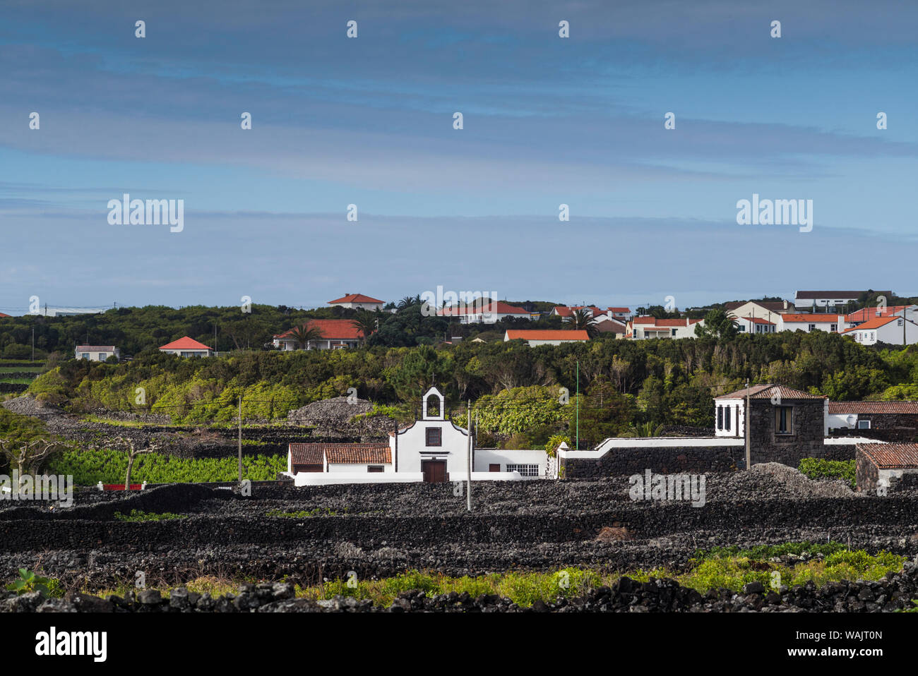 Portugal, Azores, Pico Island, Criacao Velha. Village church Stock ...