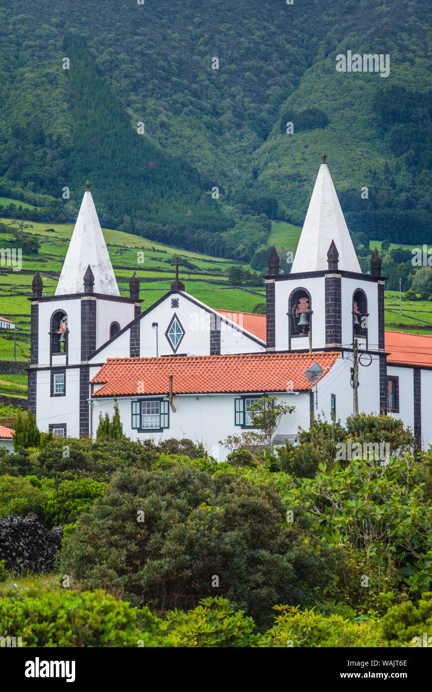 Portugal, Azores, Pico Island, Sao Miguel Arcanjo. Town church Stock ...
