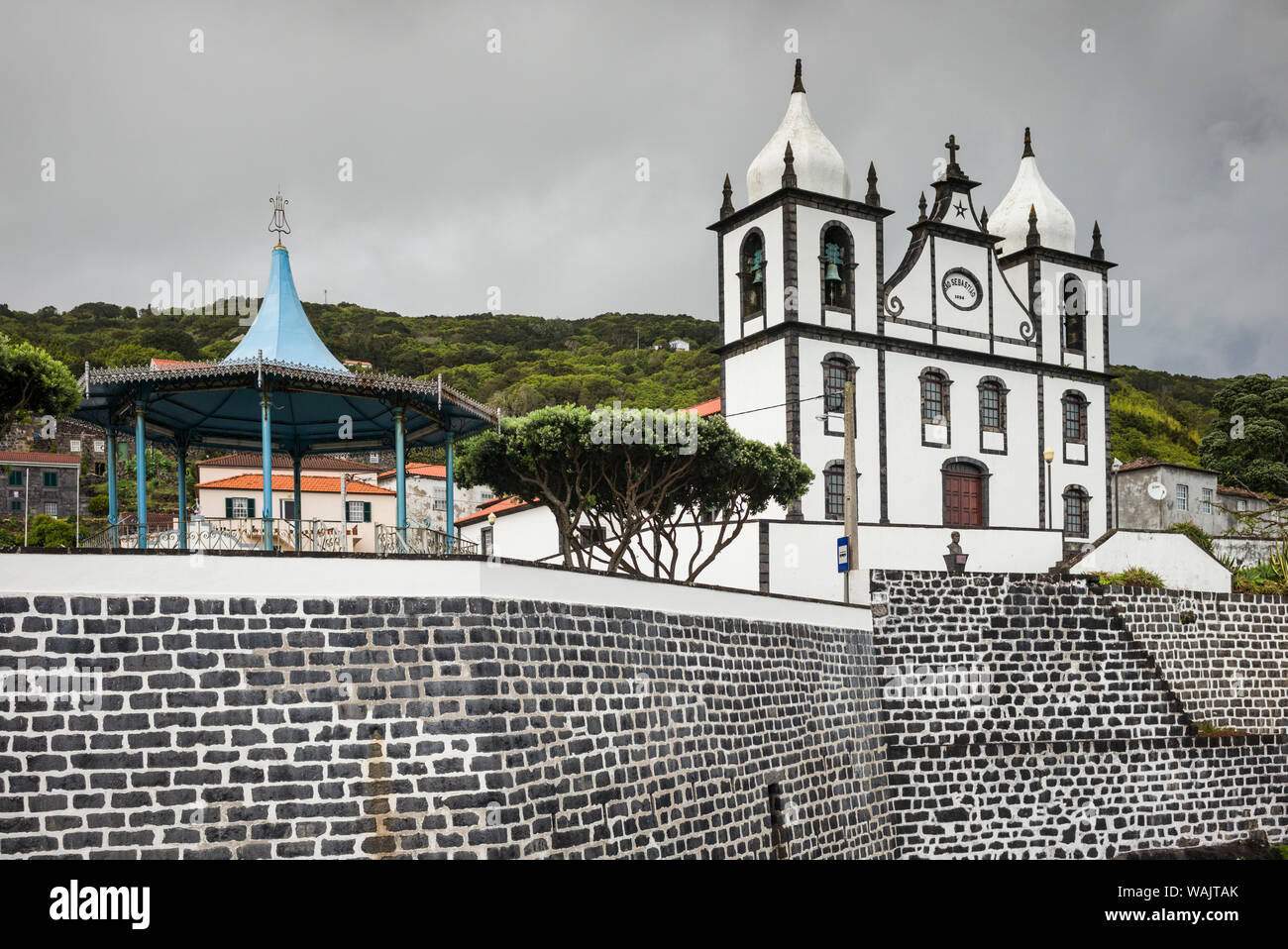 Portugal, Azores, Pico Island, Calheta de Nesquim. Village church Stock ...