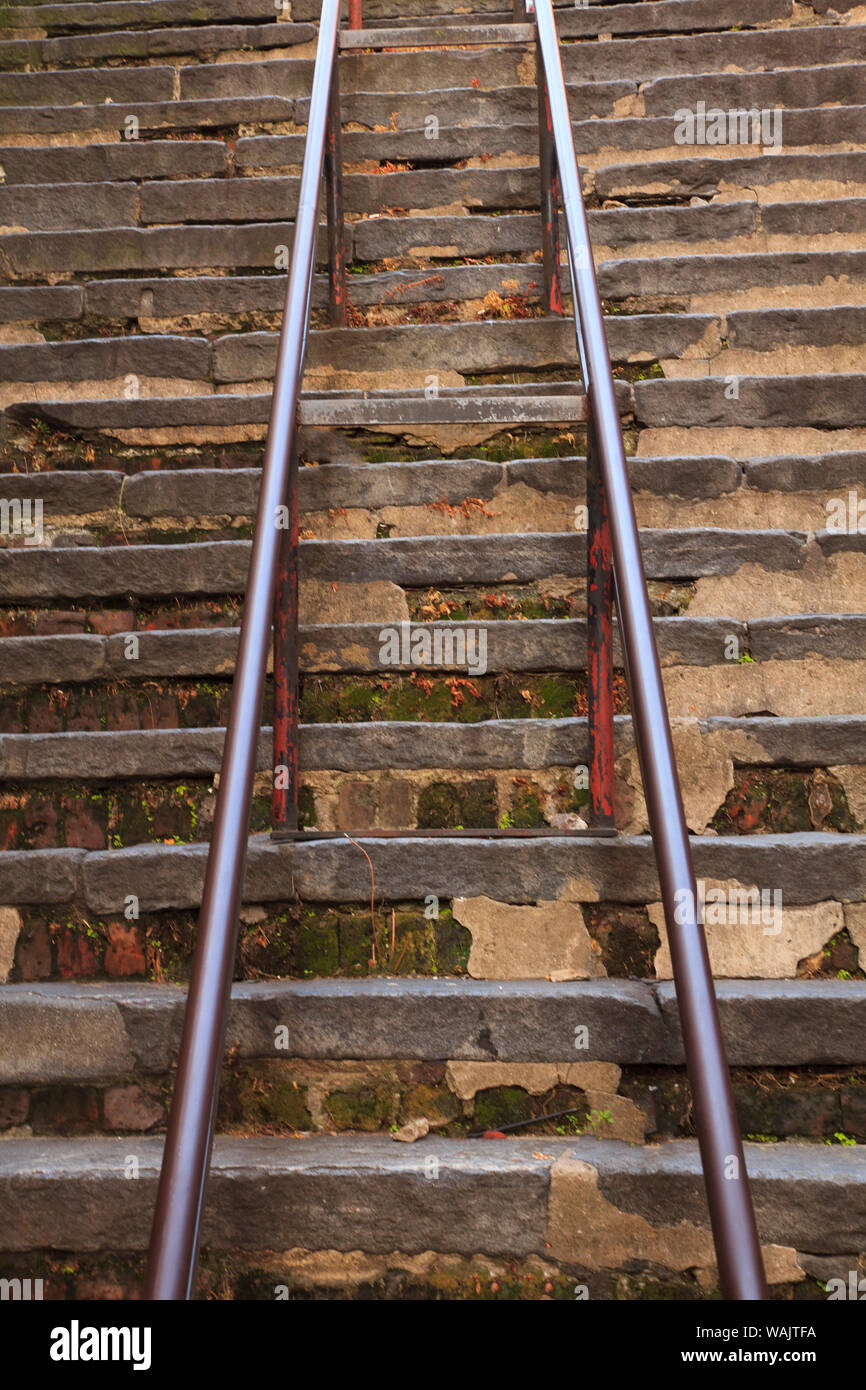 USA, Savannah, Georgia. Steep historic steps along river street Stock ...