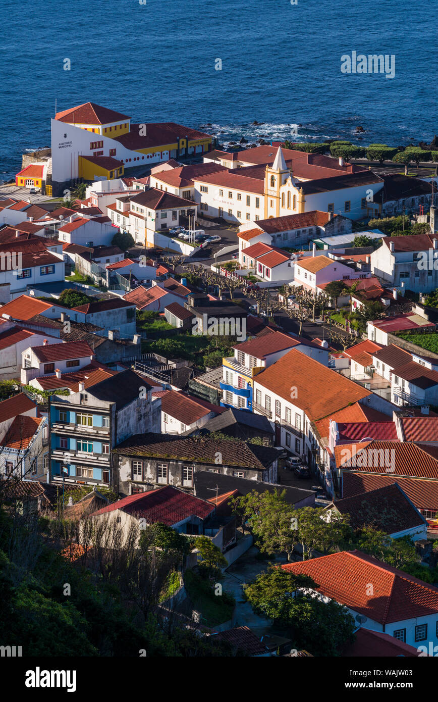 Portugal, Azores, Sao Jorge Island, Velas. Elevated town view Stock ...