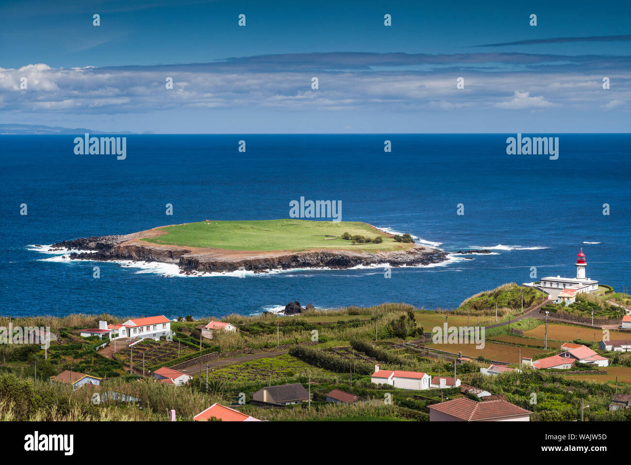 Portugal, Azores, Sao Jorge Island, Topo. Ponta do Topo lighthouse and ...