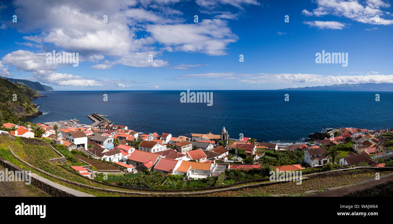 Portugal, Azores, Sao Jorge Island. Calheta, elevated town view Stock ...