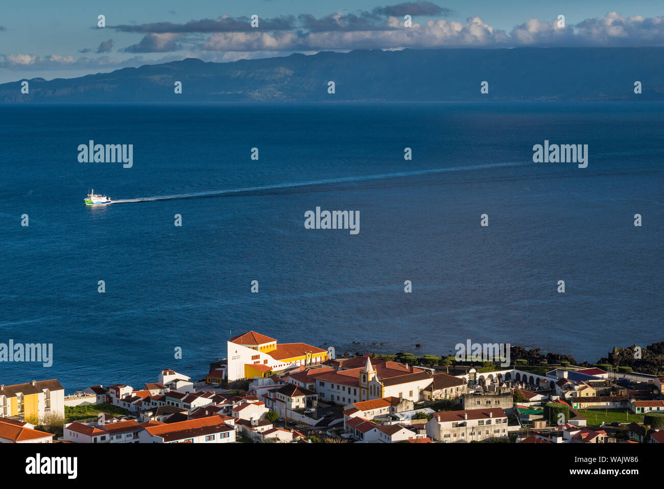 Portugal, Azores, Sao Jorge Island, Velas. Elevated town view Stock ...