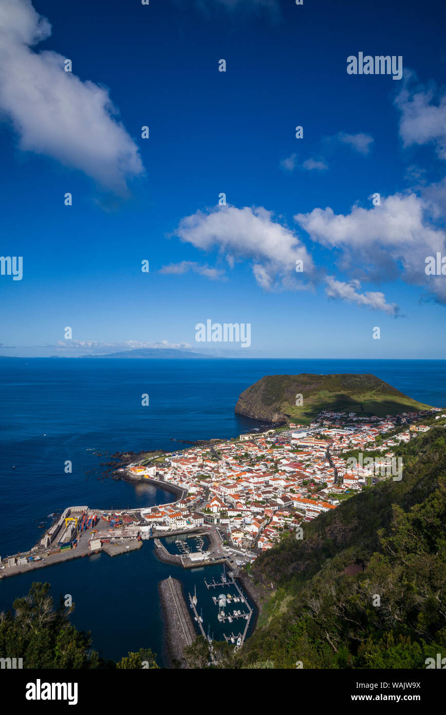 Portugal, Azores, Sao Jorge Island, Velas. Elevated town view Stock ...