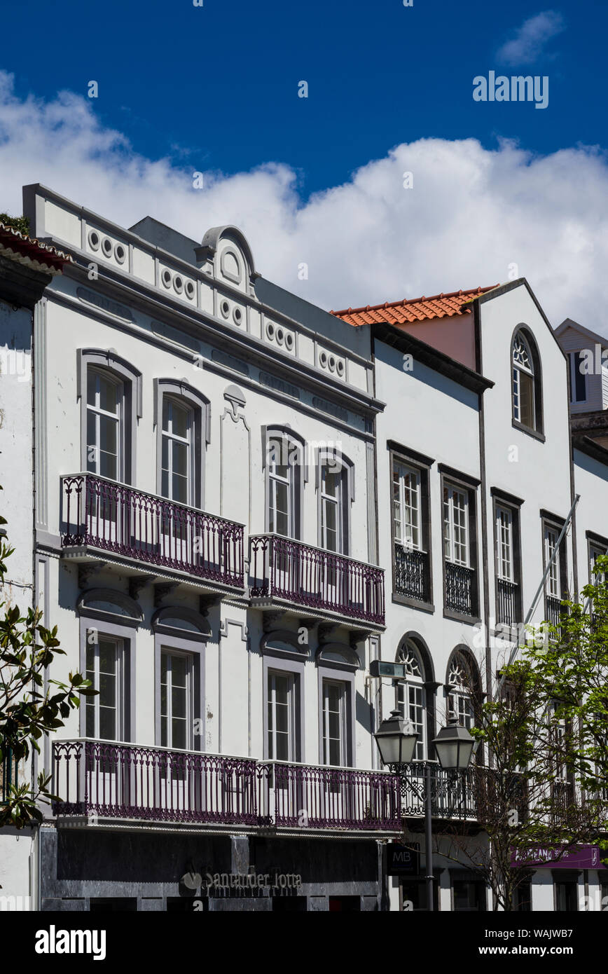 Portugal, Azores, Sao Miguel Island, Ponta Delgada. Downtown buildings ...