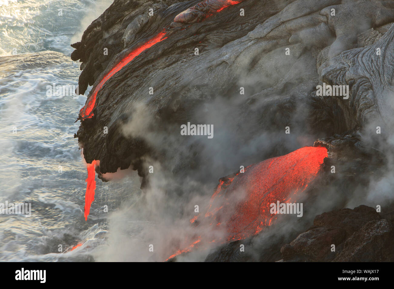 Kilauea lava flow near former town of Kalapana, Big Island, Hawaii, USA ...