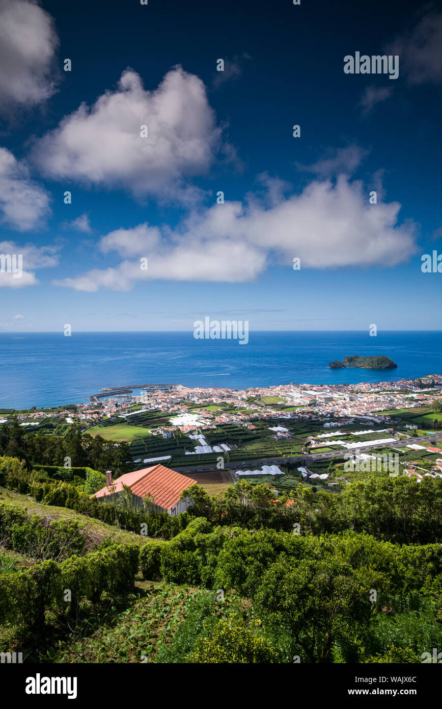 Portugal, Azores, Sao Miguel Island, Vila Franco do Campo. Elevated ...