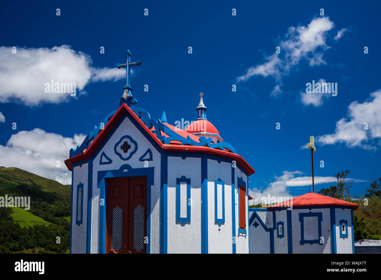 Portugal, Azores, Sao Miguel Island, Agua de Pau. Monte Santos mountain ...