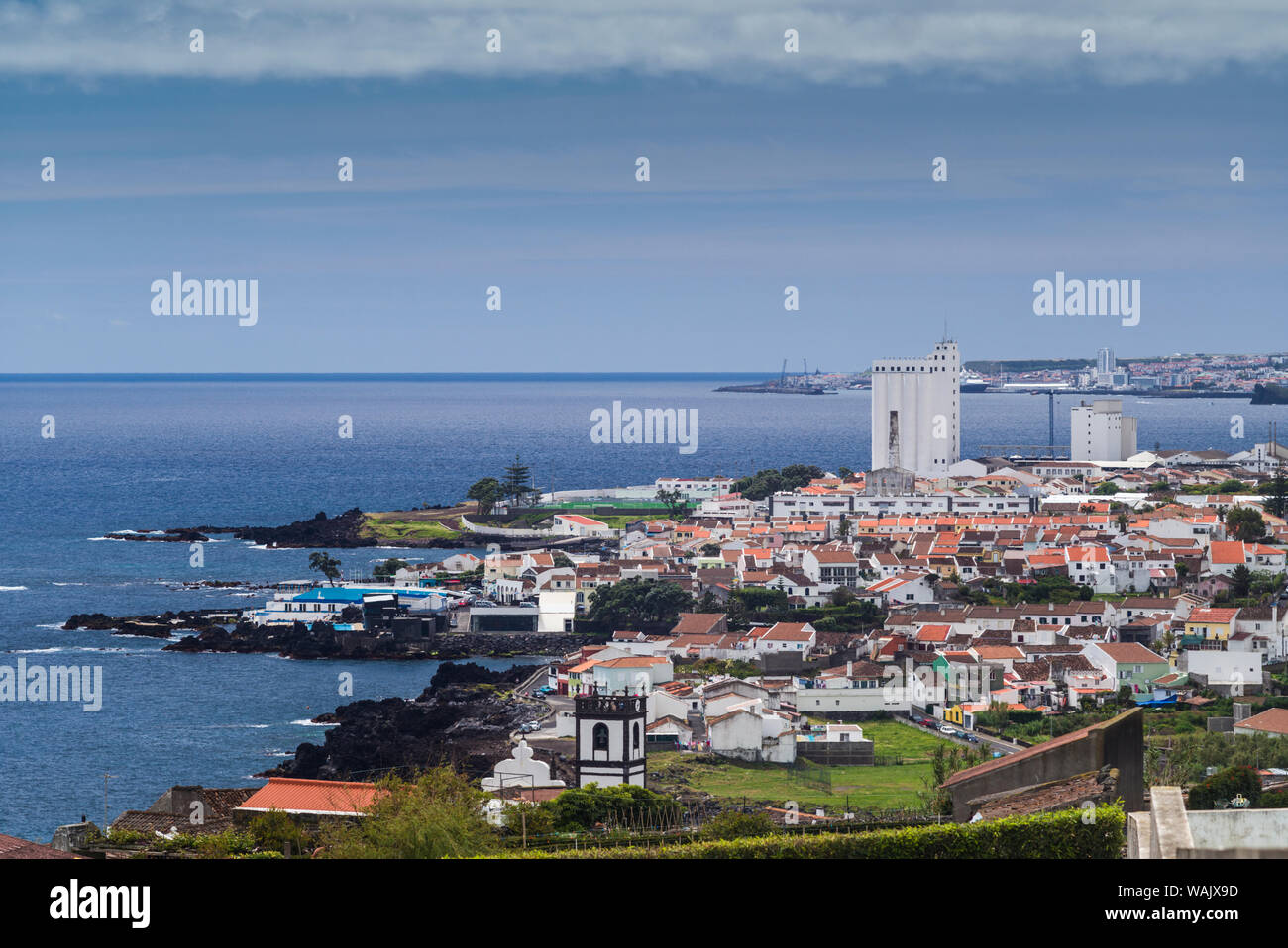 Portugal, Azores, Sao Miguel Island, Lagoa. Elevated town view Stock ...