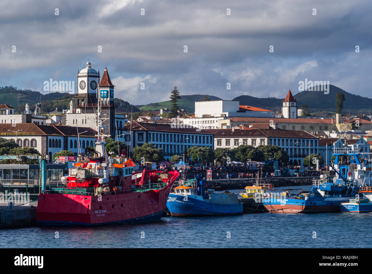 Portugal, Azores, Sao Miguel Island, Ponta Delgada. City skyline from ...
