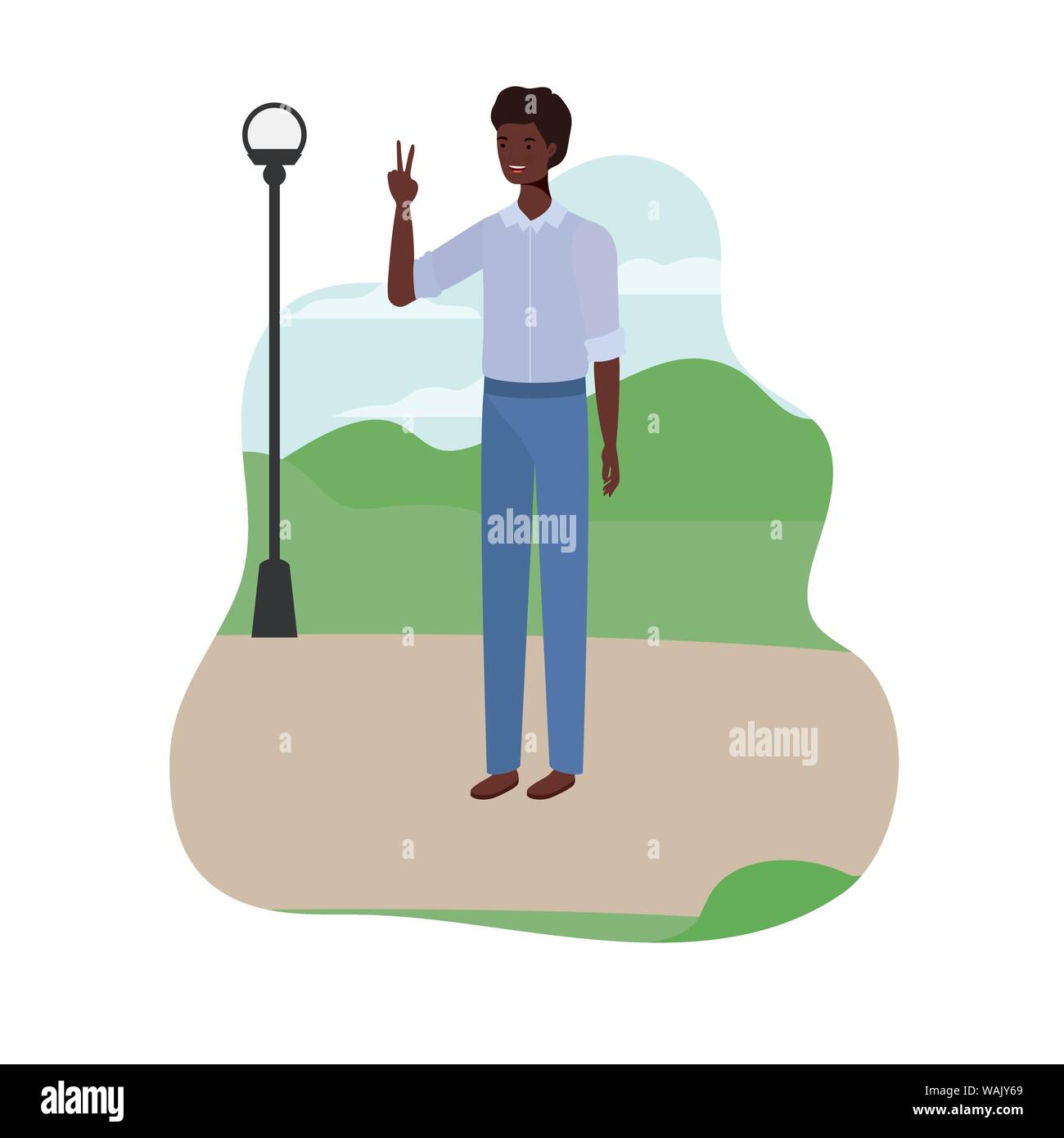 young man standing with landscape background Stock Vector Image & Art ...