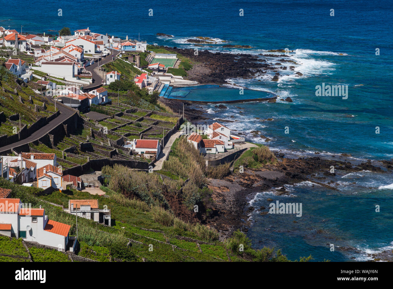 Portugal, Azores, Santa Maria Island, Maia. Elevated town view Stock ...