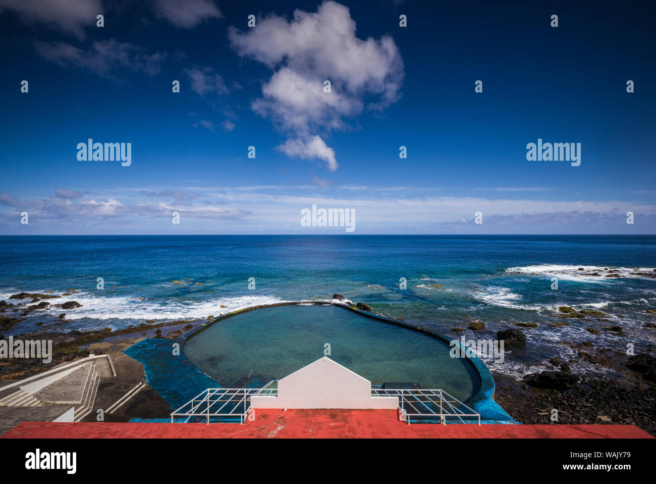 Portugal, Azores, Santa Maria Island, Maia. Beach, swimming pool Stock ...