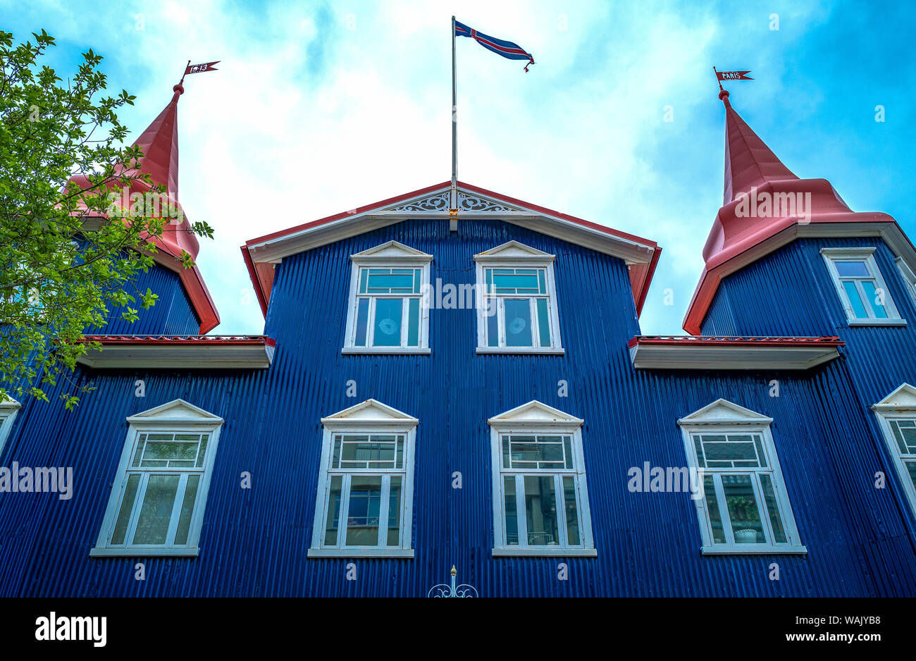 Akureyri, Iceland - June 2, 2019: Traditional wooden architecture in ...