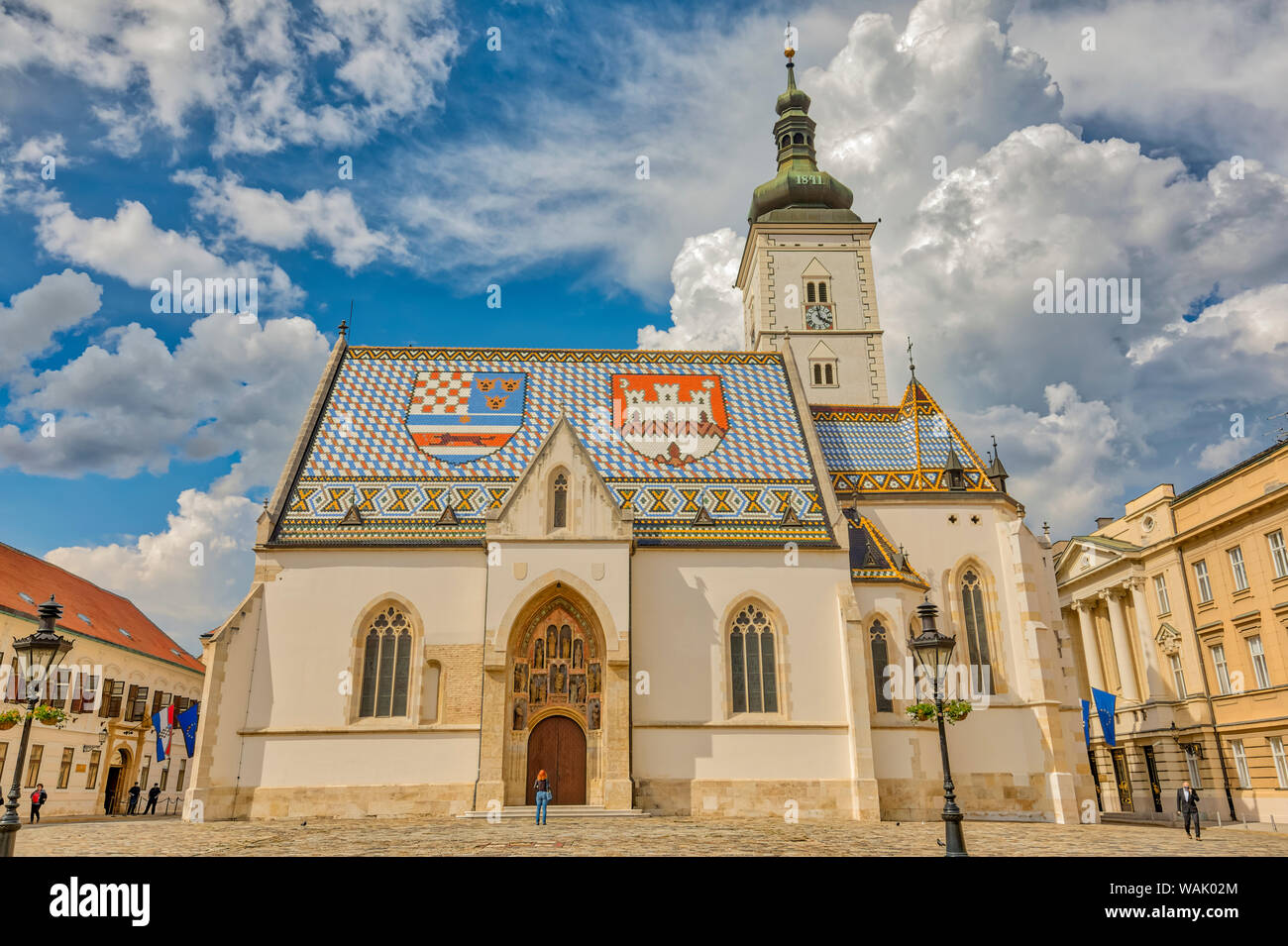 Croatia, Zagreb. St. Mark's Catholic Church and plaza. Credit as: Fred ...