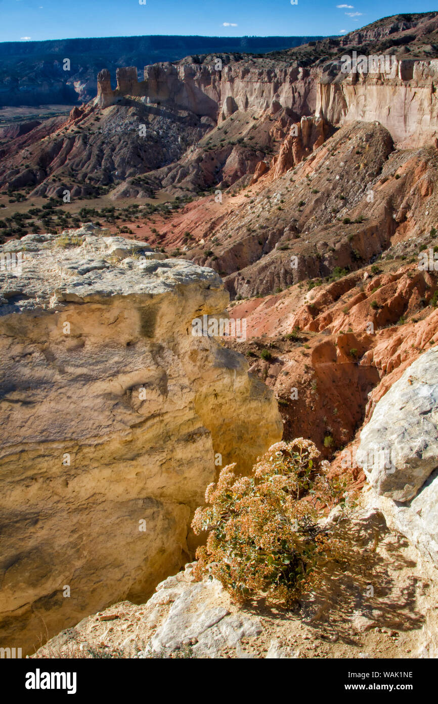USA, Chimney Rock, Ghost Ranch. Colors grace the stone cliffs near ...