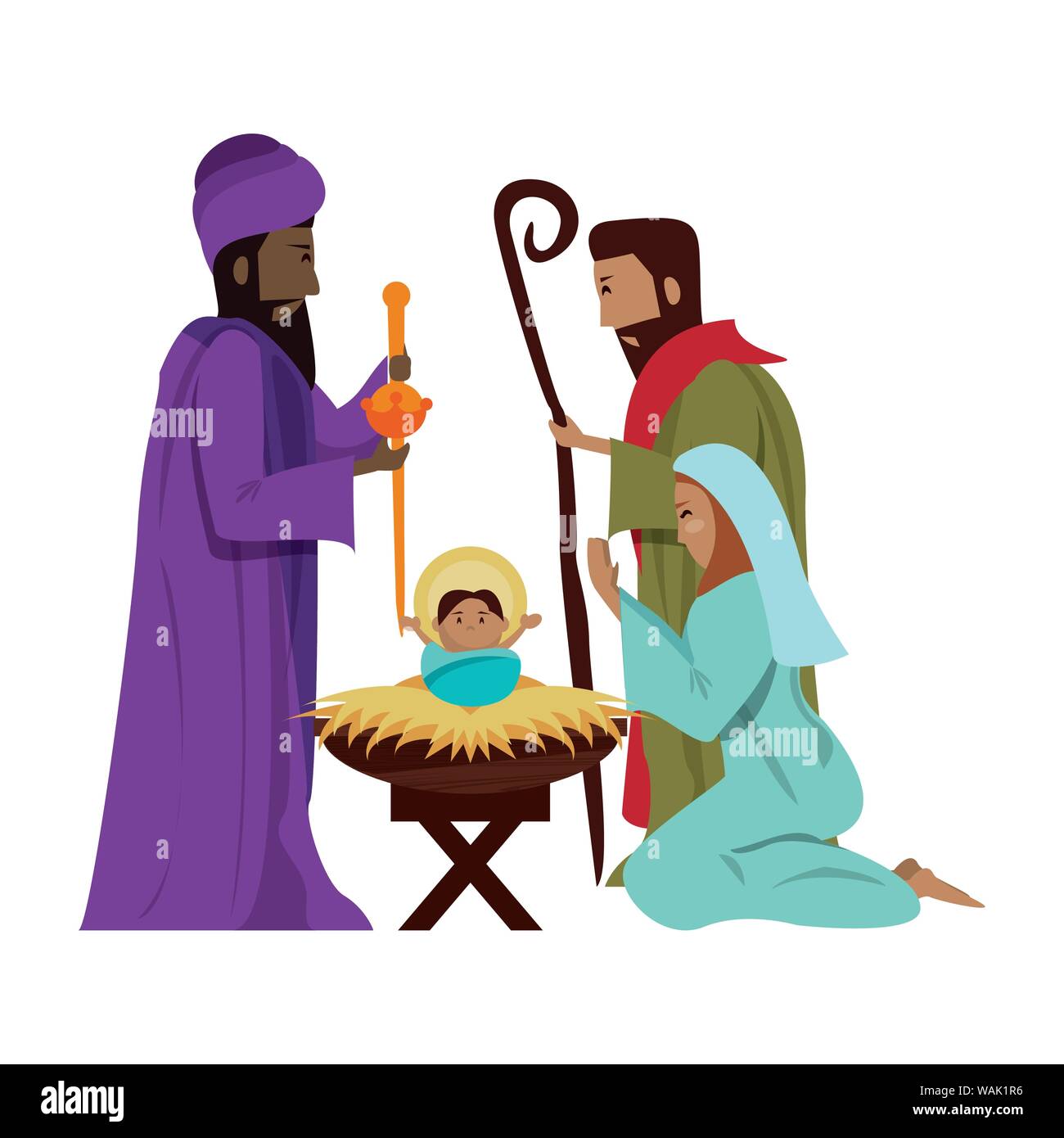 merry christmas nativity christian cartoon Stock Vector Image & Art - Alamy