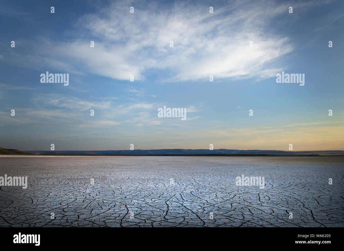 Patterns of cracked mud on dry lakebed of Harney Lake, Malheur National ...