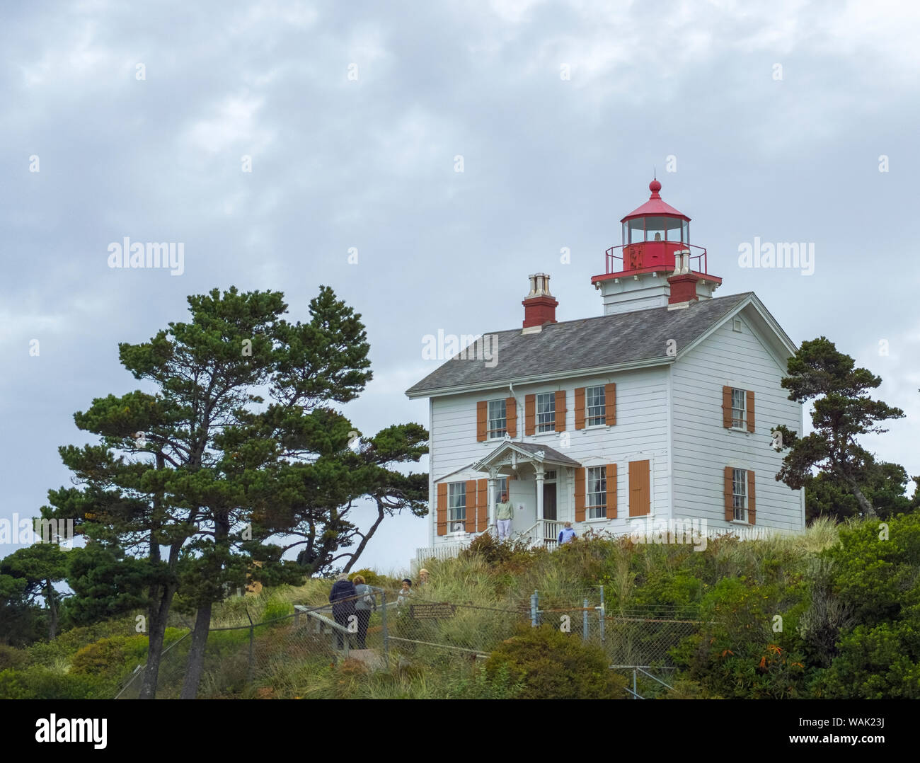 USA, Oregon, Newport. Exterior of the Yaquina Head Lighthouse. Credit ...