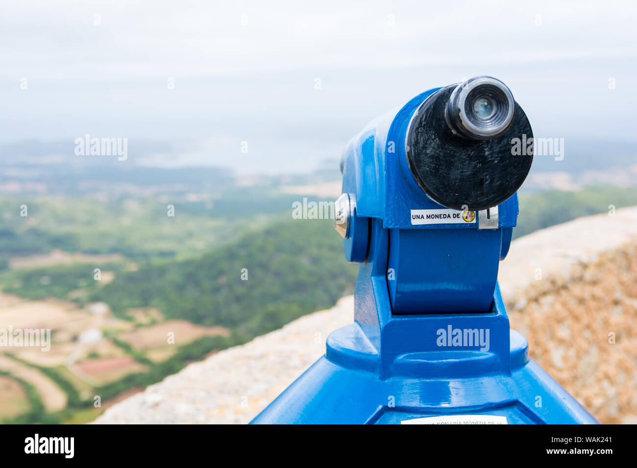 Tower viewer or tourist telescope with space for copy on the left Stock ...
