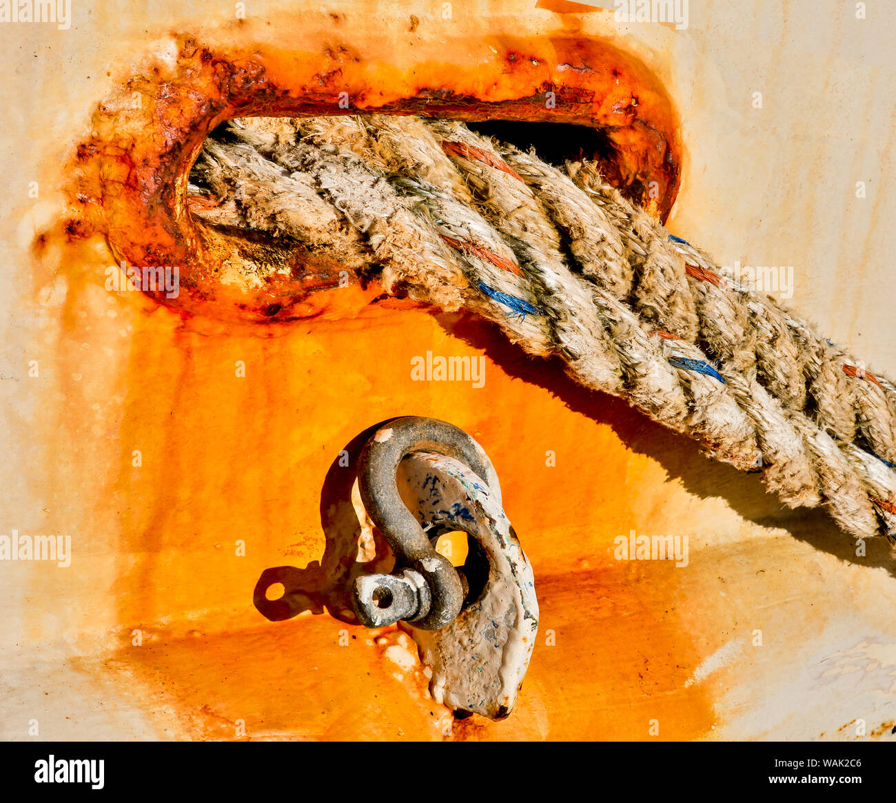 Rope holding fishing boat, Charleston Marina, Oregon Stock Photo - Alamy