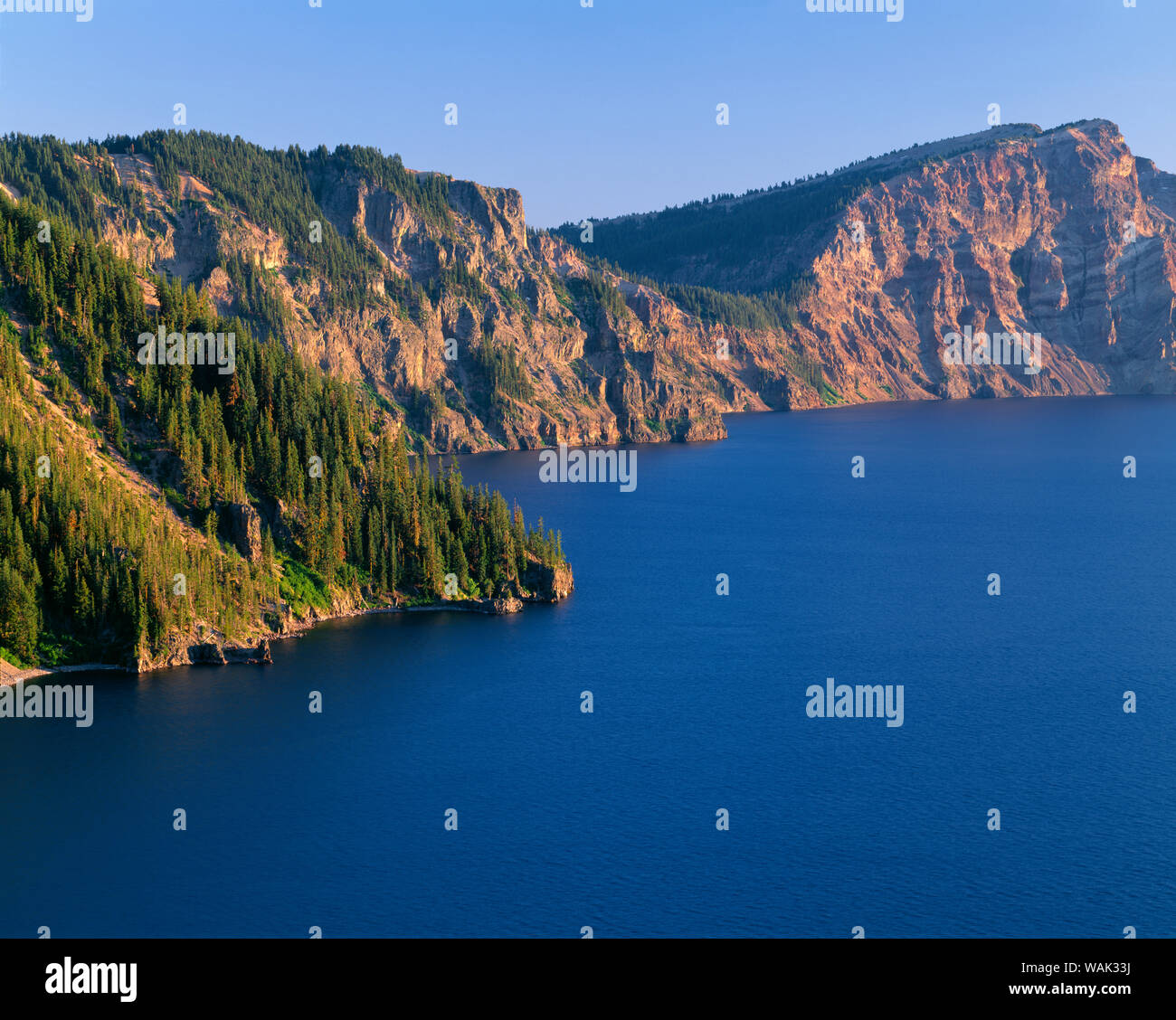 USA, Oregon, Crater Lake National Park. Evening view from north rim of ...