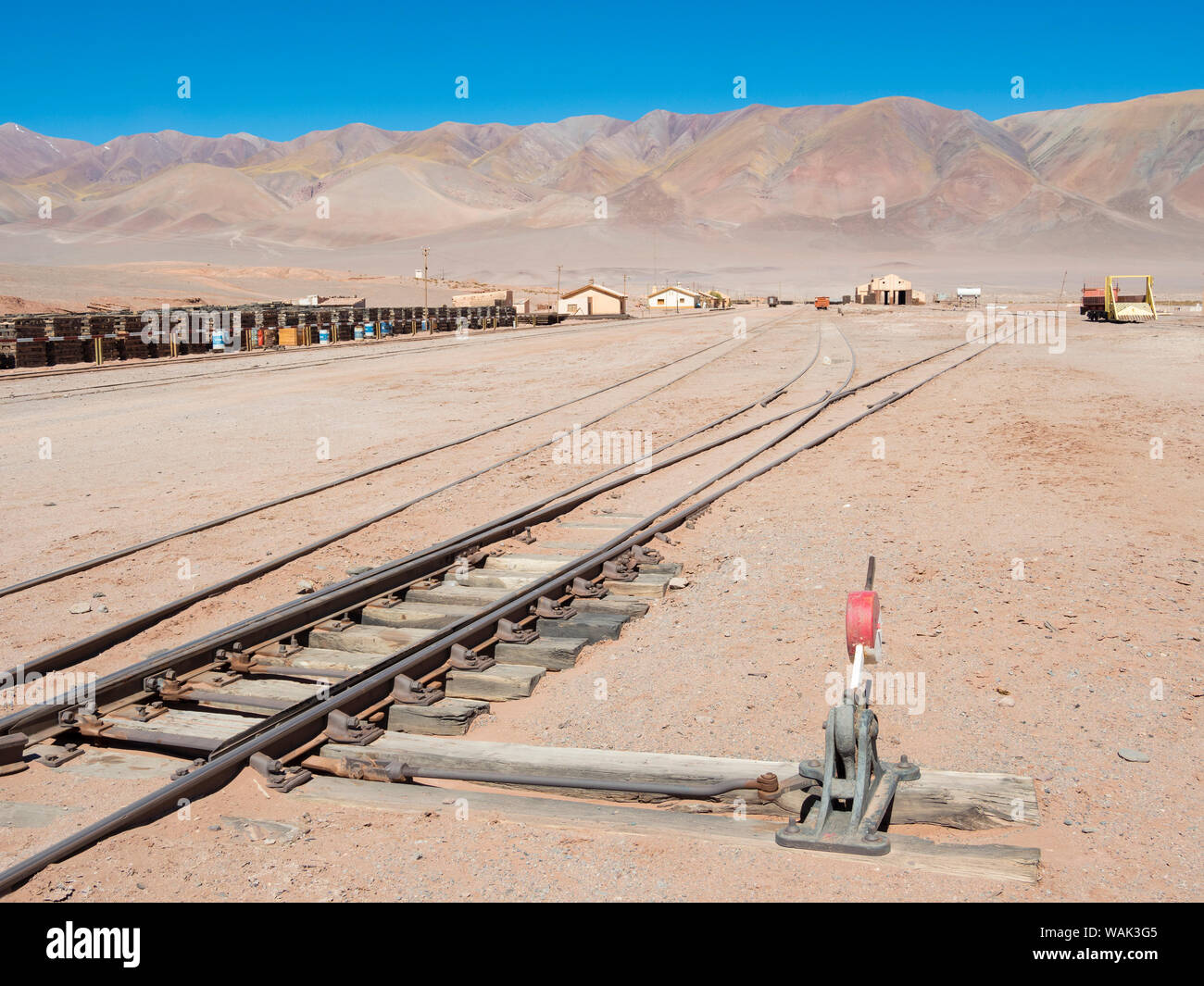 Station of the Salta railway, Antofagasta. Tolar Grande village, near ...