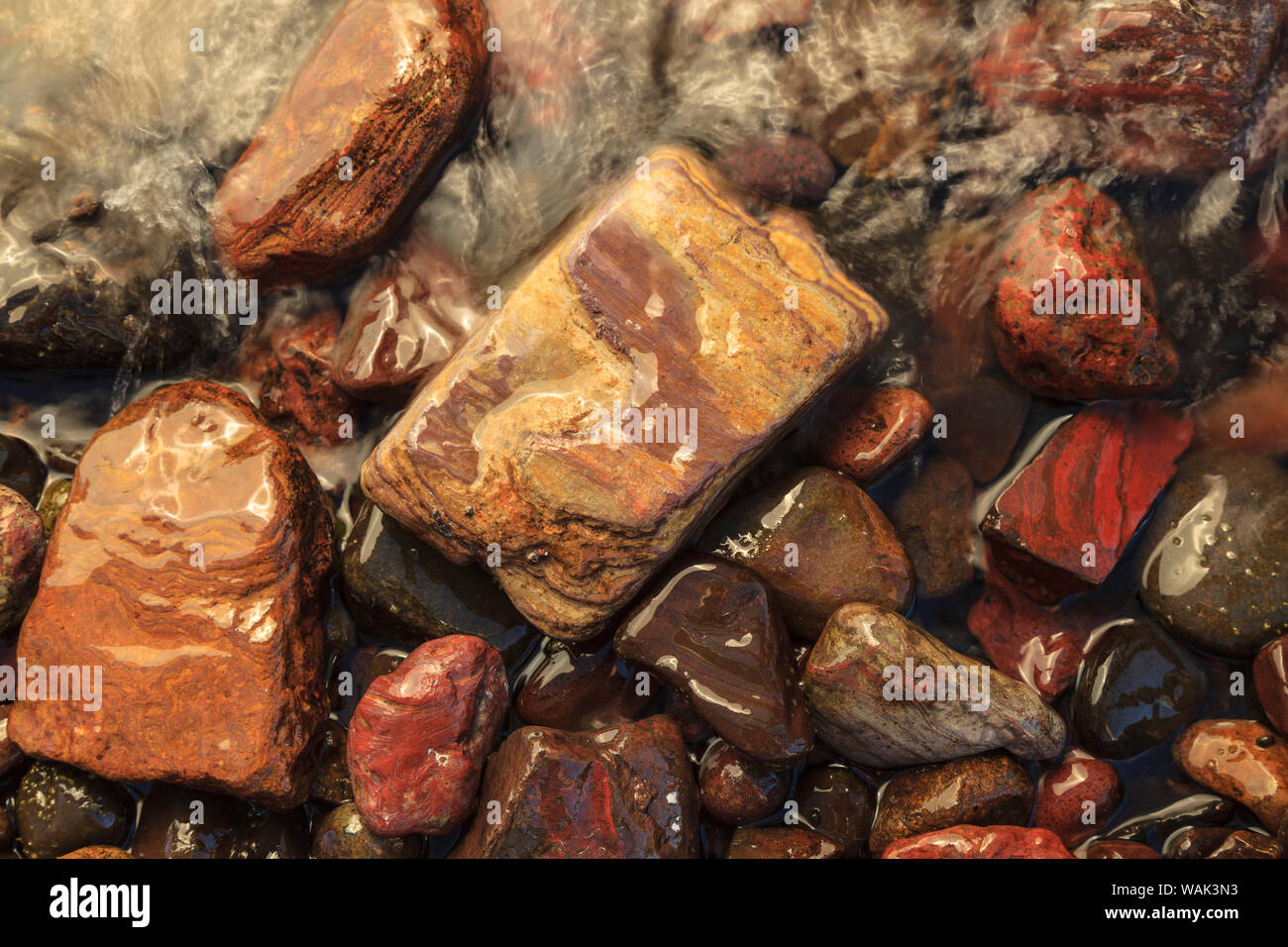 River rocks naturally polished in Lower Deschutes River, Central Oregon ...