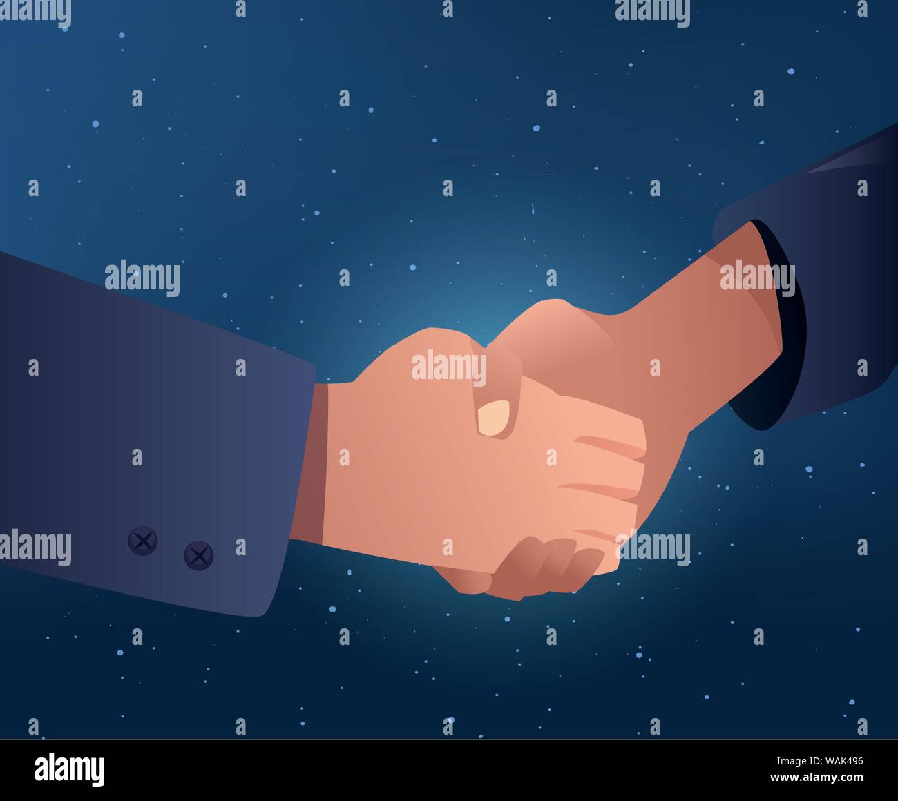 business handshake agree starry background flat design vector ...