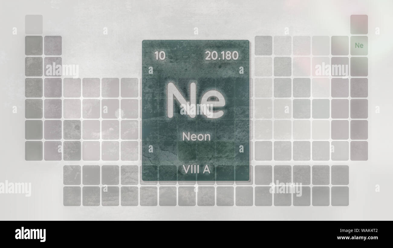 Neon chemical element atomic data and symbol - table of elements Stock ...