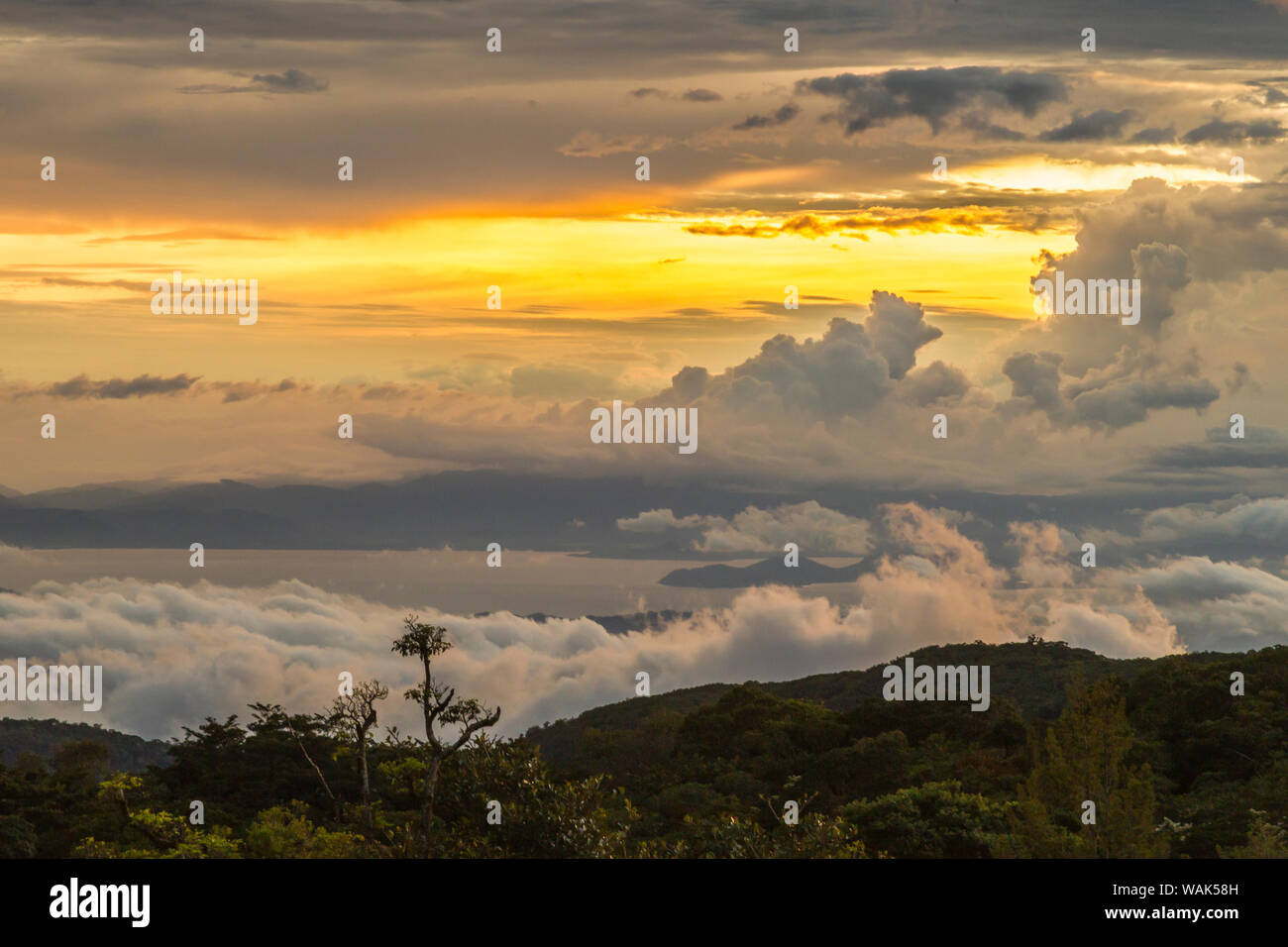 Costa Rica, Monte Verde Cloud Forest Reserve. Sunset landscape. Credit ...