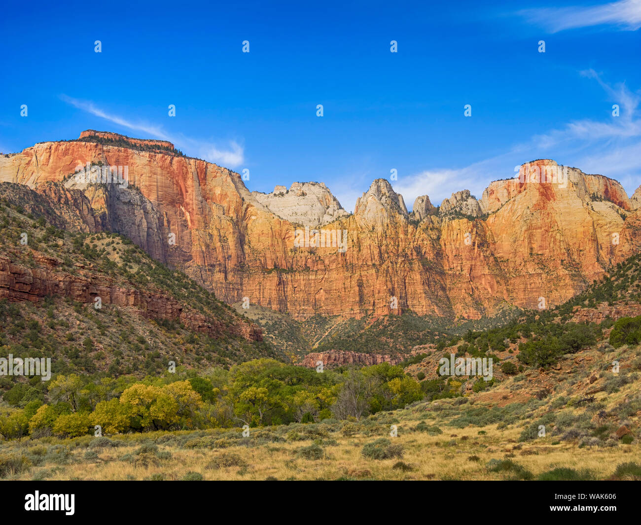 USA, Utah. Zion National Park, Towers of the Virgin, and The West ...