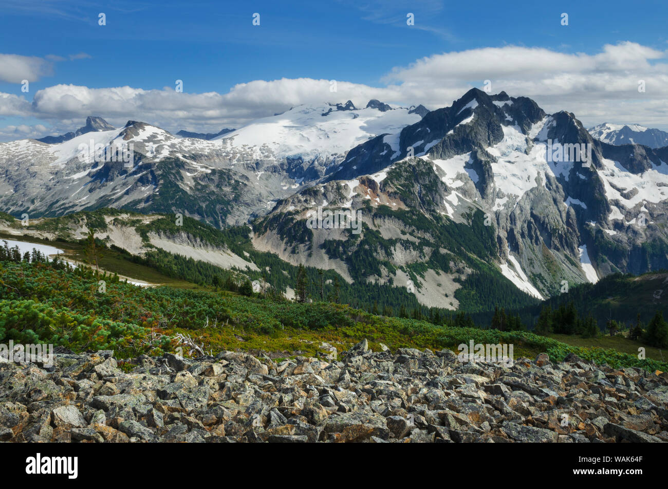 Mount Challenger and Whatcom Peak seen from Tapto Lake, North Cascades ...