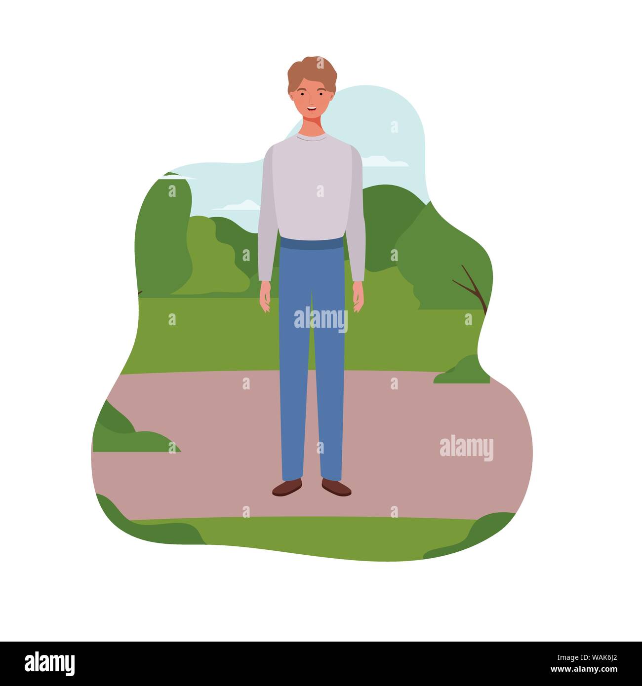 young man standing with landscape background Stock Vector Image & Art ...