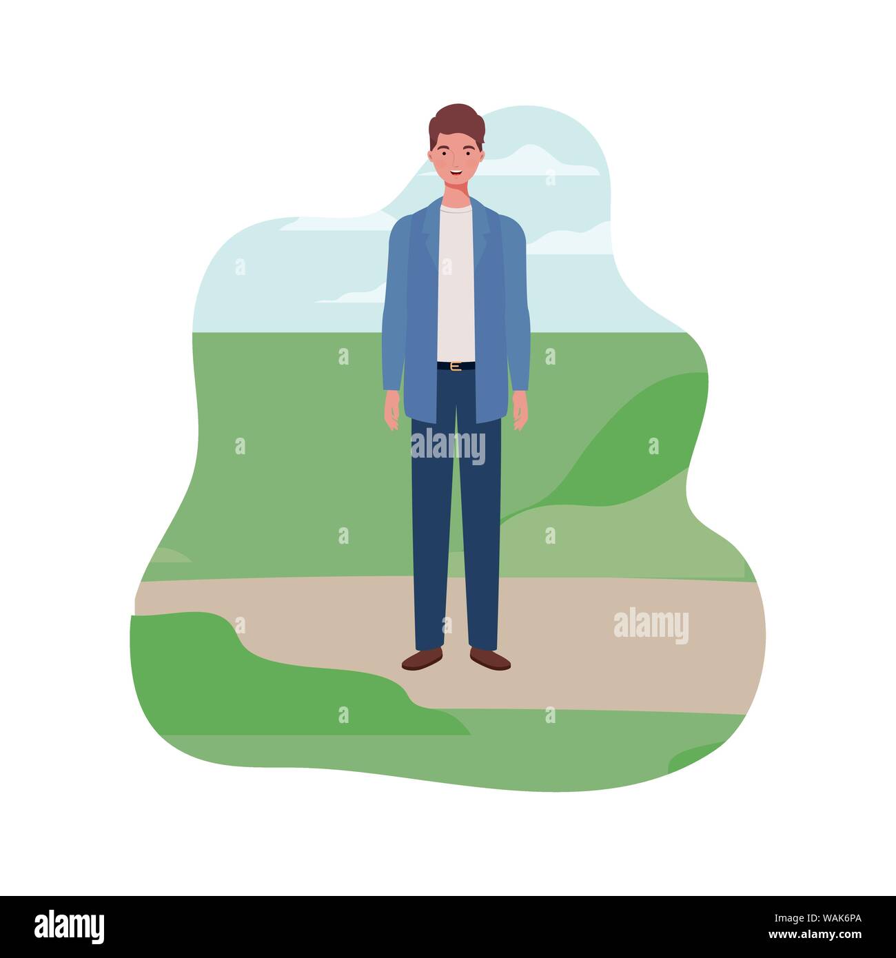 young man standing with landscape background Stock Vector Image & Art ...